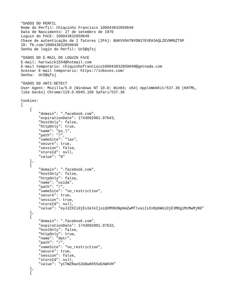Chiquinho Francisco 100043832859649 | PDF | Http Cookie | Software