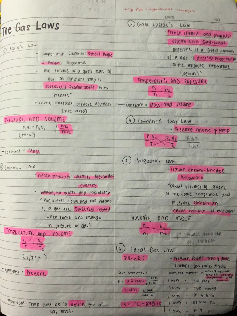 Science notes: Gas Laws | PDF