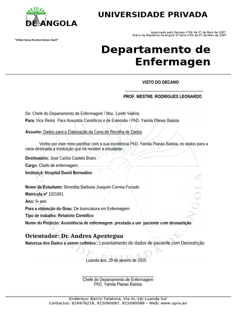 Cópia de Cópia de Cópia de Modelo de Carta para Colecta de Dados TFC | PDF