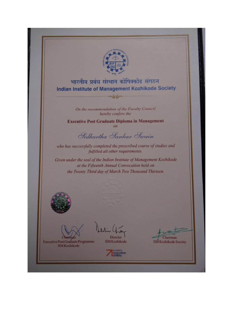 Post Graduate Diploma - Certificate | PDF