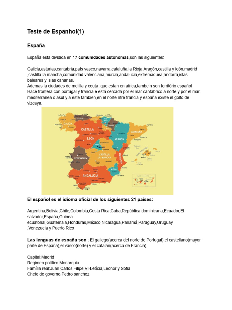 Teste de Espanhol | PDF | España | Américas
