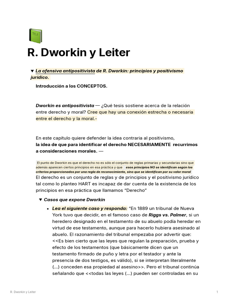 Dworkin vs. Positivismo Jurídico | PDF | Juez | Moralidad