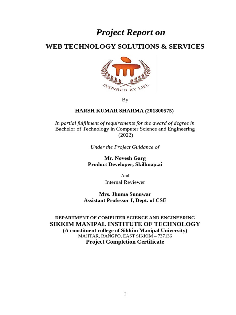 HarshKumarSharma 201800575 ChatPop-up MajorProject Report | PDF | Computing | Information Technology