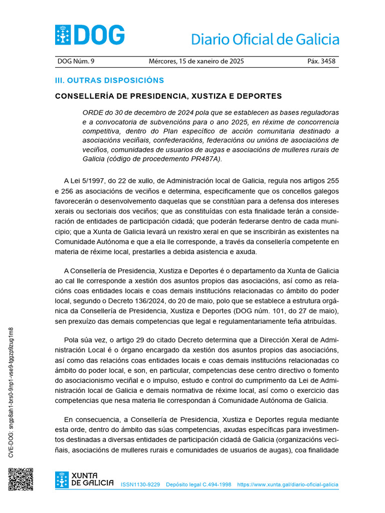 Bases Plan Específica de Acción Comunitaria 2025 - PR487A | PDF