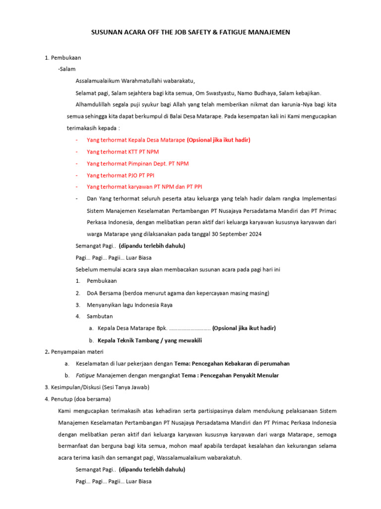 Off-Job Safety & Fatigue Management | PDF