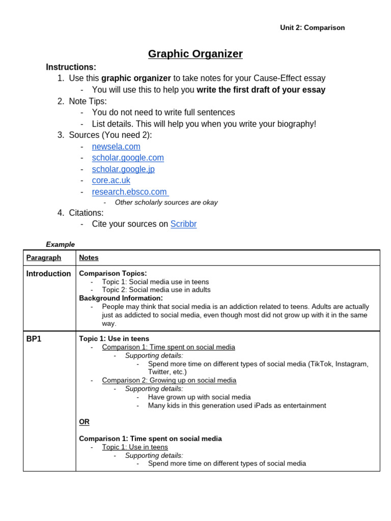 Graphic Organizer for Essay | PDF | Adolescence | Social Psychology