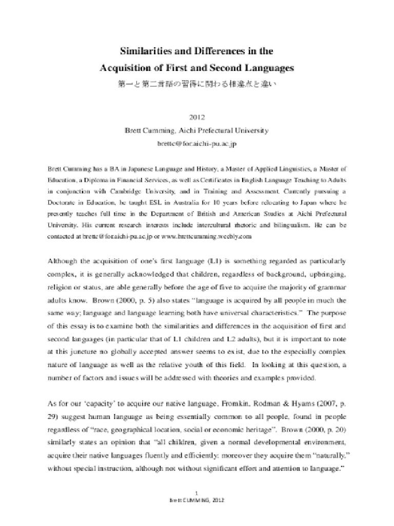 First and Second Language | PDF