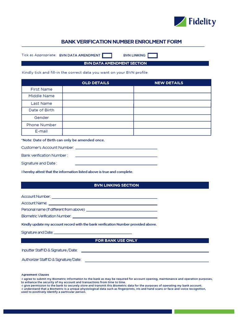 BVN Update Form | PDF