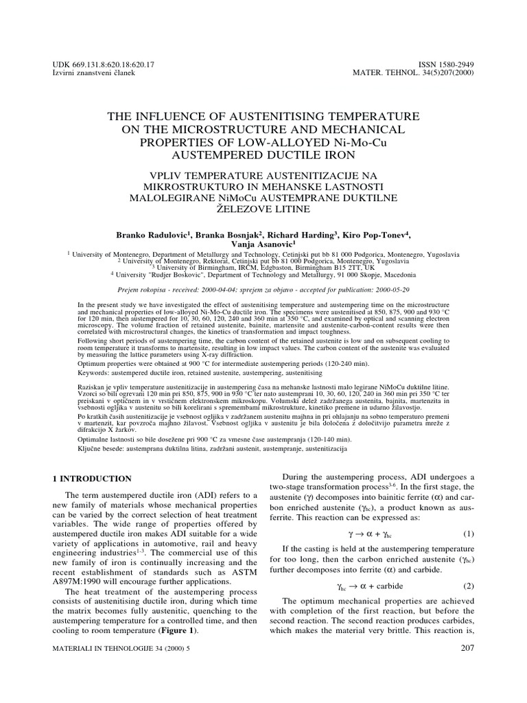 The Influence of Austenitising Temperature On The Microstruture and Mechanical Properties of Low ...