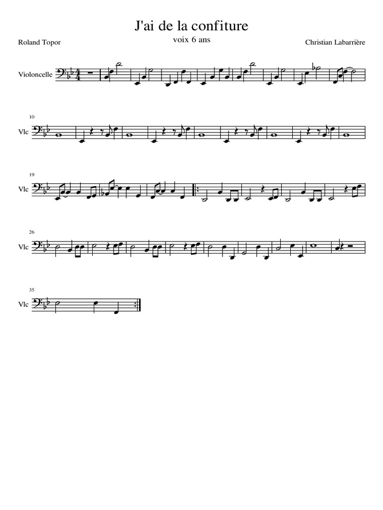 J'ai - de - La - Confiture Violoncelle | PDF