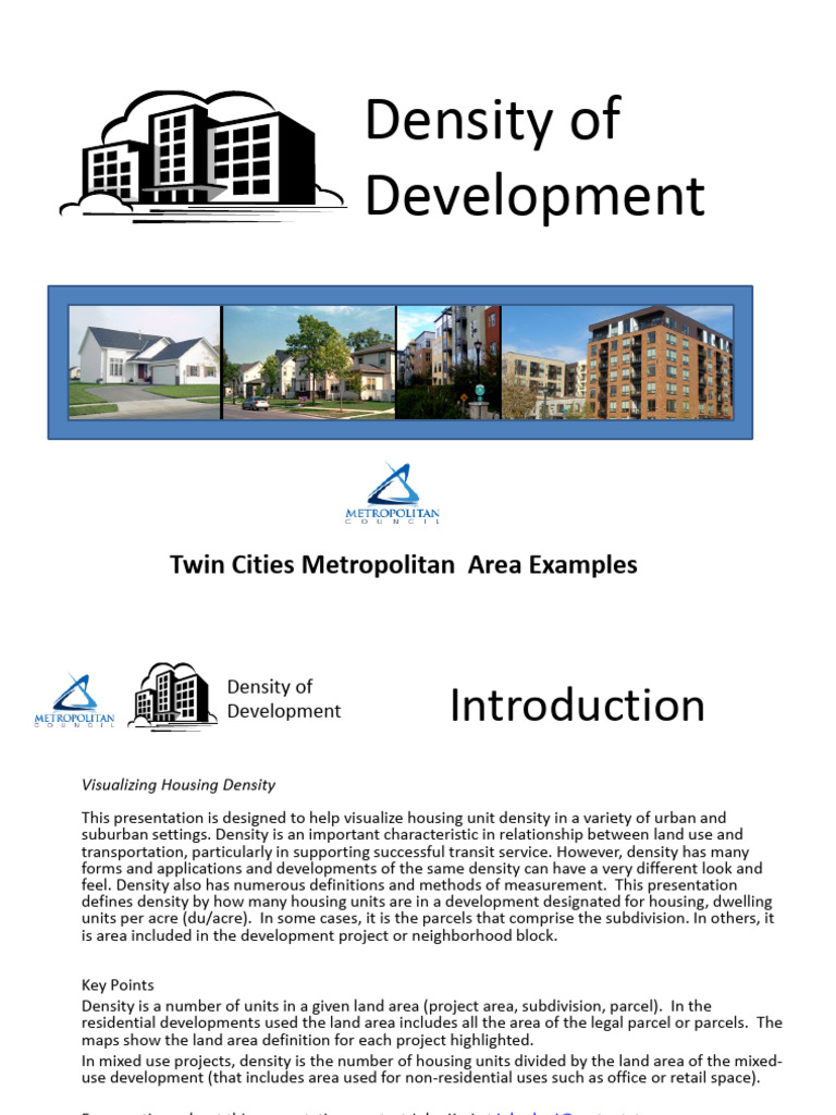 Housing Density in Twin Cities Area | PDF | Land Use | Land Management