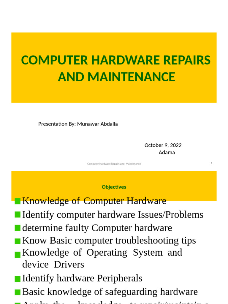 Maintenance | PDF | Computer Hardware | Computer Data Storage