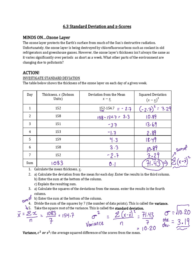 6.3 Standard Deviation and Z-Scores - Docx NOTE | PDF | Standard ...