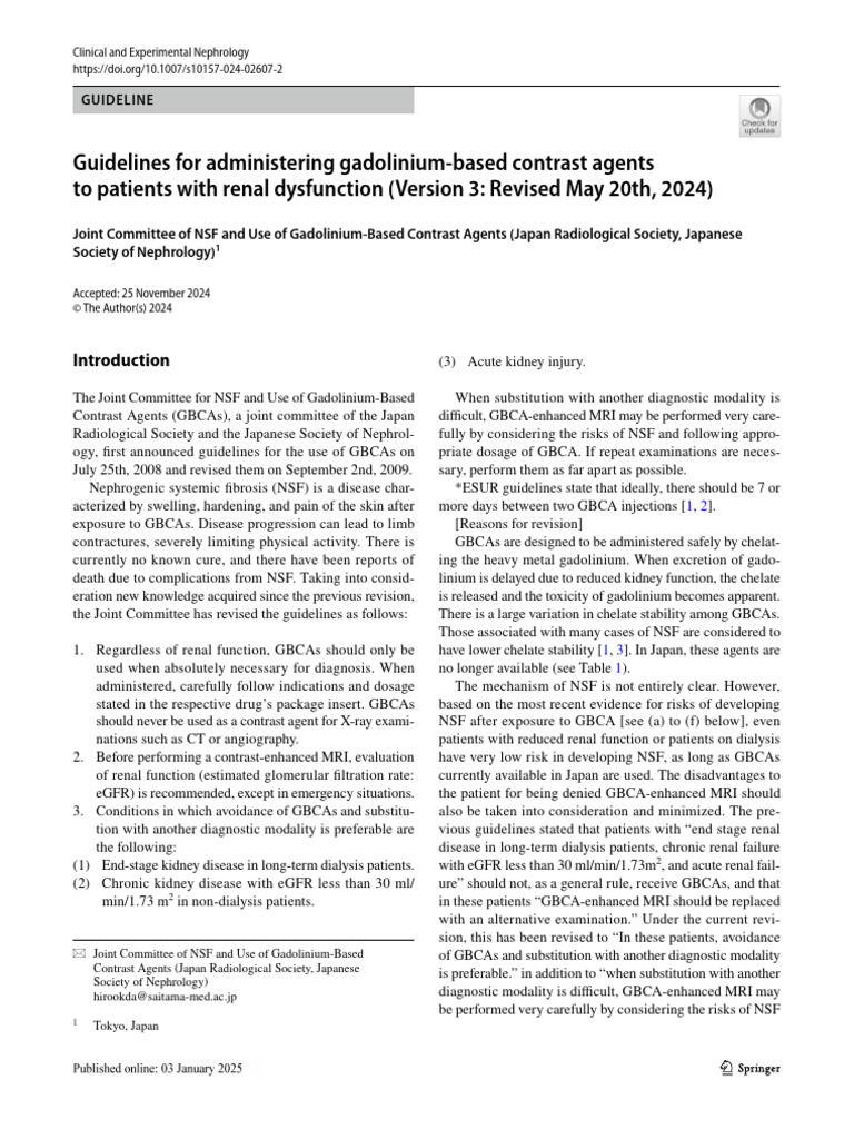 Guidelines For Administering Gadolinium Based Contrast Agents To | PDF ...