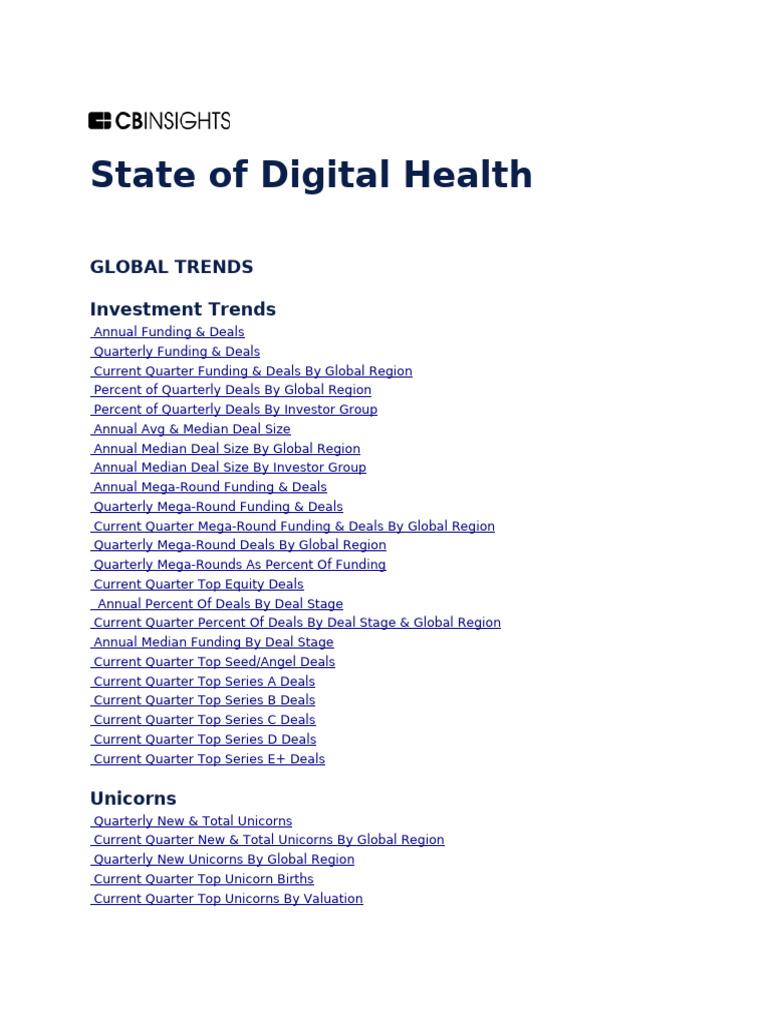 CB Insights - Digital Health Report 2023 | PDF | Venture Capital | Corporate Finance