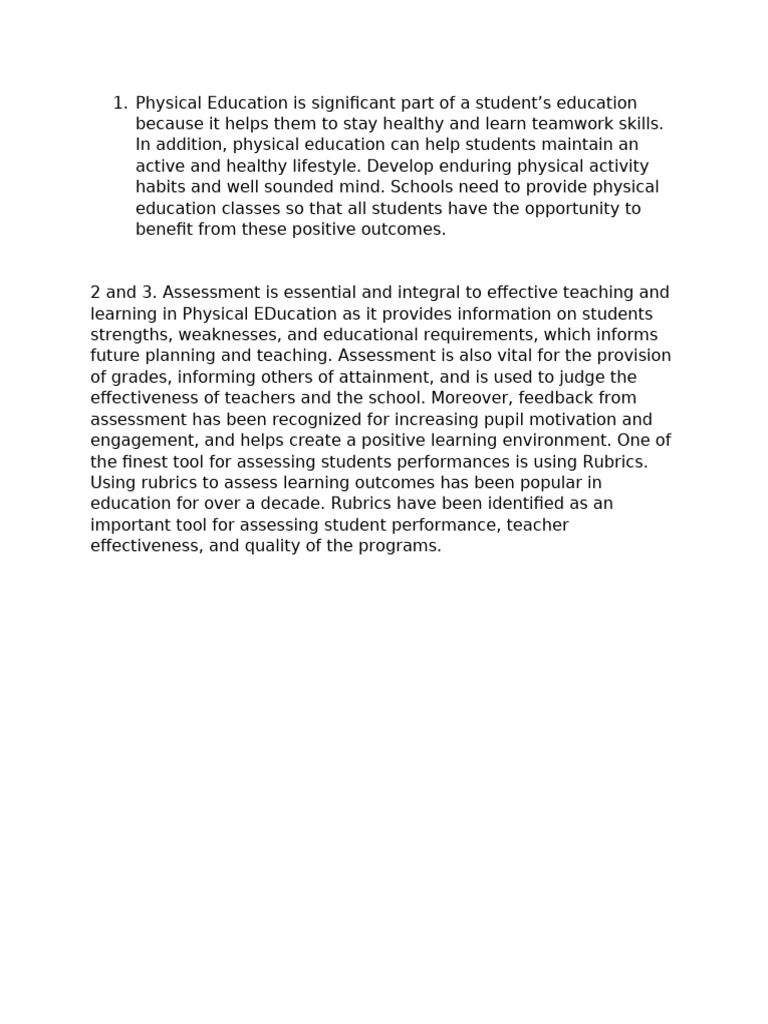 Physical Education Is Significant Part of A Student | PDF