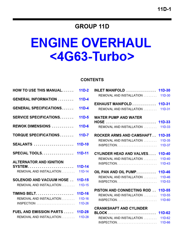 Engine Overhaul : Group 11D | PDF | Piston | Machines