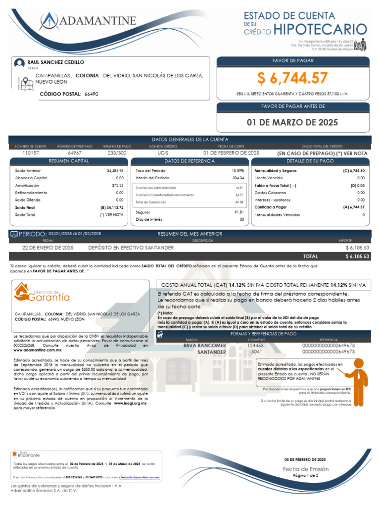01 de Marzo de 2025: Raul Sanchez Cedillo | PDF | Interés | Crédito