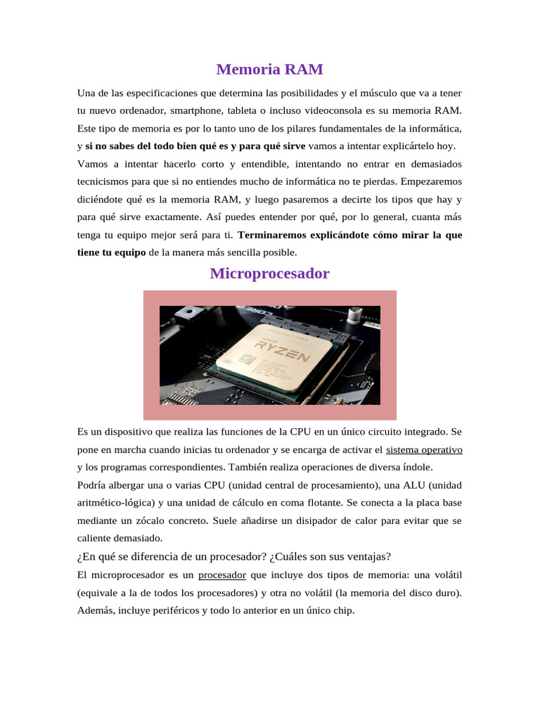 Memoria RAM | PDF | Disco duro | Informática