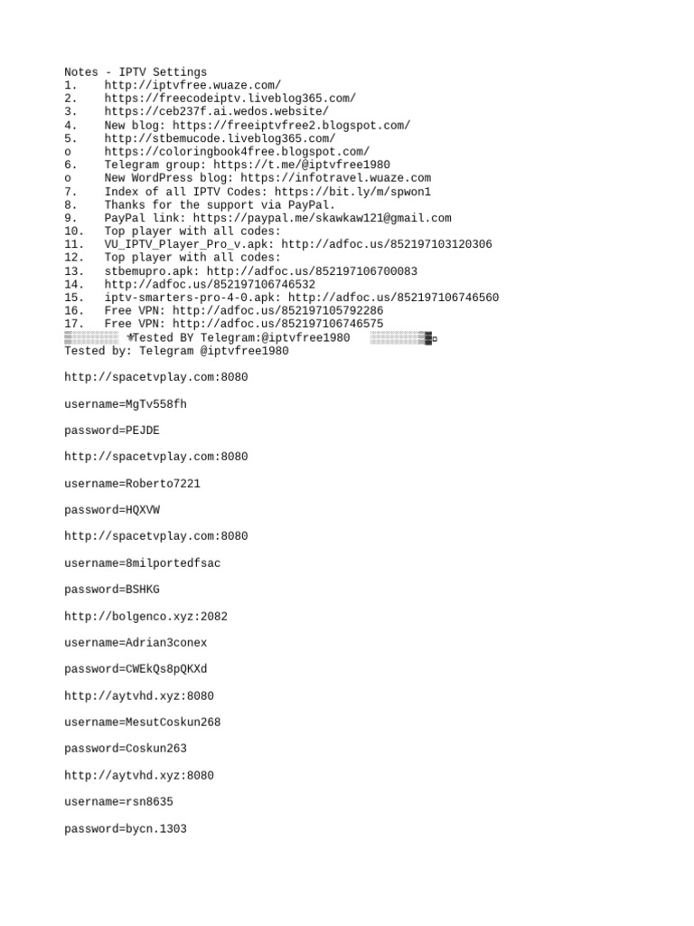 IPTV Free Codes and Settings Guide | PDF | Arab World | Arabian Peninsula