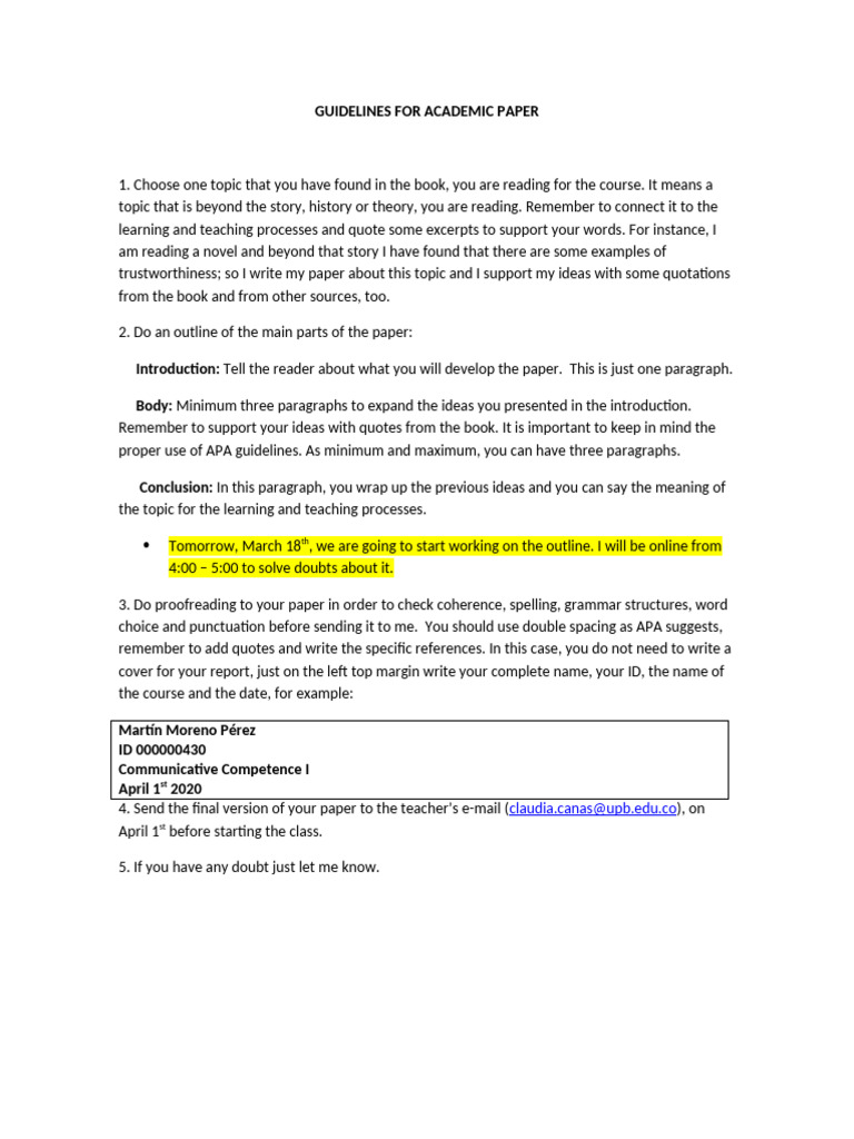 Academic Paper Writing Guidelines | PDF