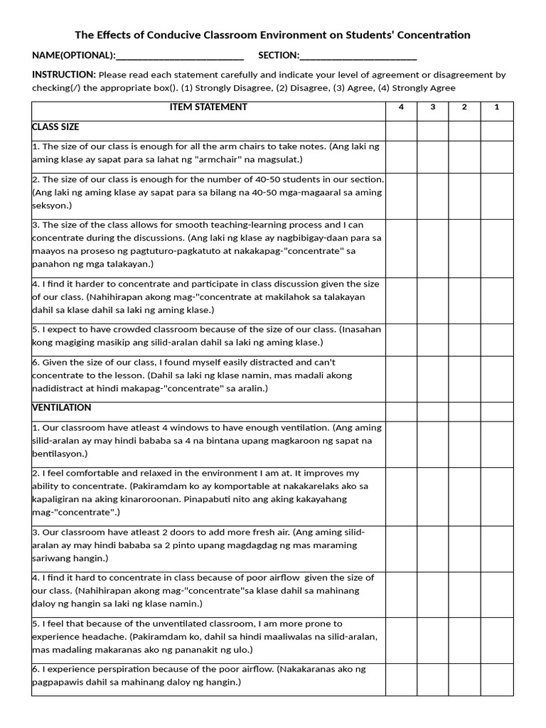 Questionnaire High School Tagalog Survey | PDF