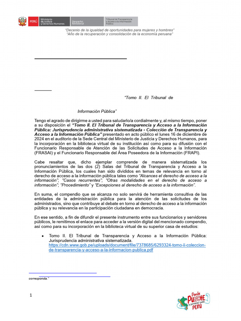 Oficio Multiple 000003-2025-Jus-Ttaip - Municipalidades Distritales | PDF | Leyes de libertad de ...
