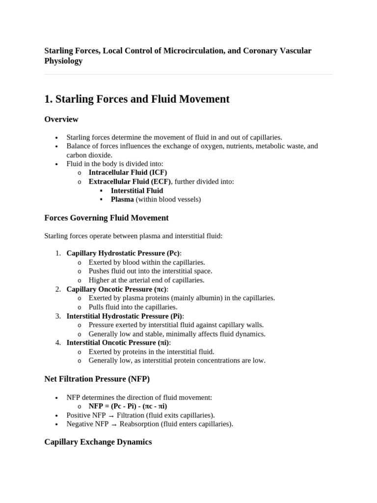 Starling Forces | PDF | Vasodilation | Blood Vessel