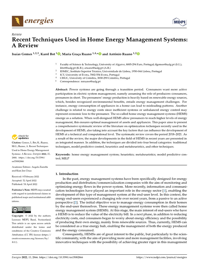Recent Techniques Used in Home Energy Management Systems- areview | PDF ...