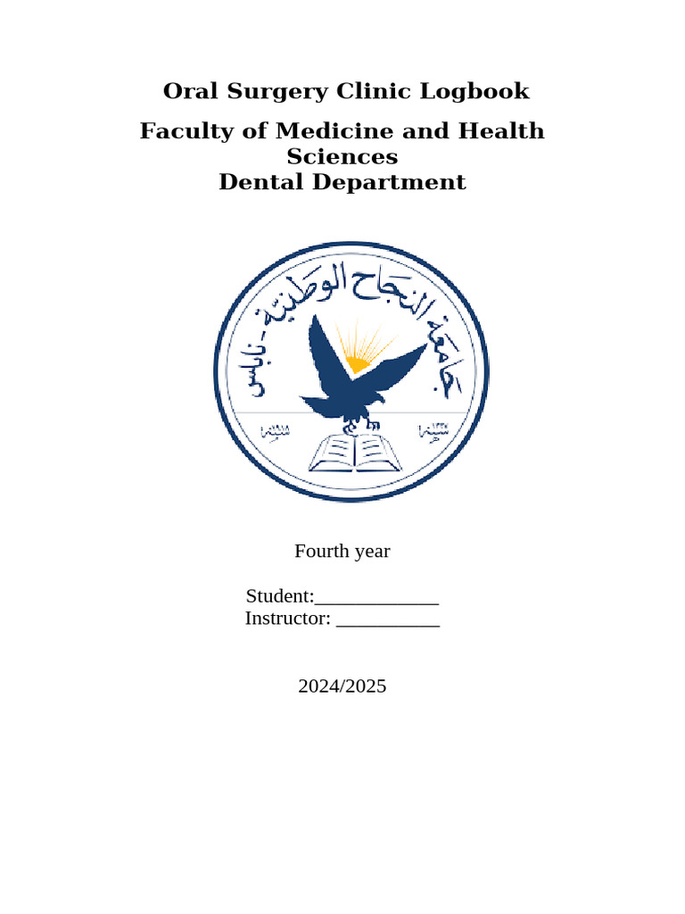 Oral Surgery Clinic Logbook 2024/2025 | PDF | Surgery | Anesthesia