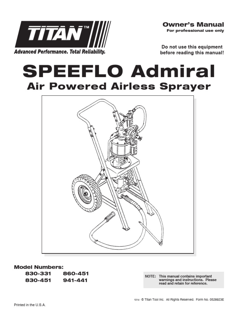 SPEEFLO Admiral Airless Sprayer Manual | PDF | Pump | Valve