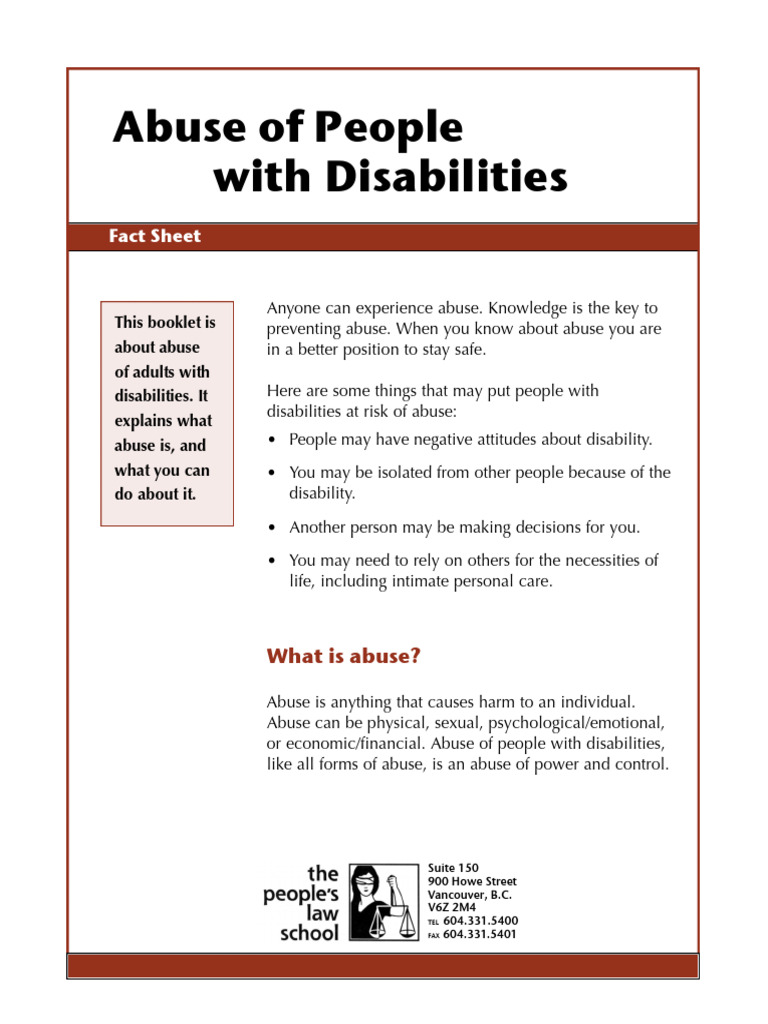 Pls Abuse of People With Disabilities Fact Sheet | PDF | Crimes | Crime ...
