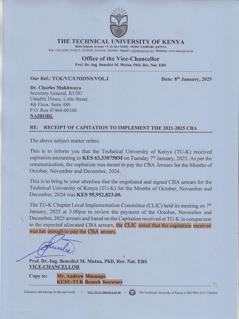 Receipt of Capitation to implemnent the 2021-2025 CBA - 8th January ...