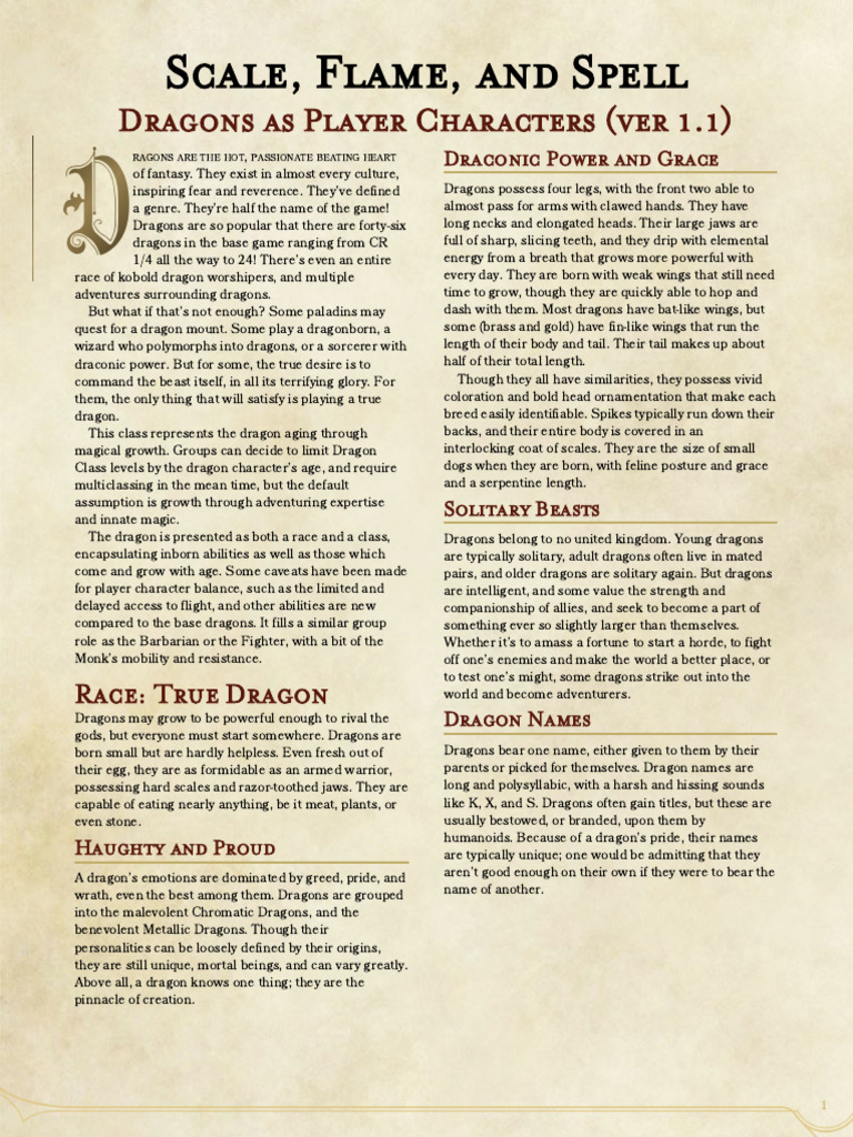 Playable Dragon Class Guide | PDF | Dragon