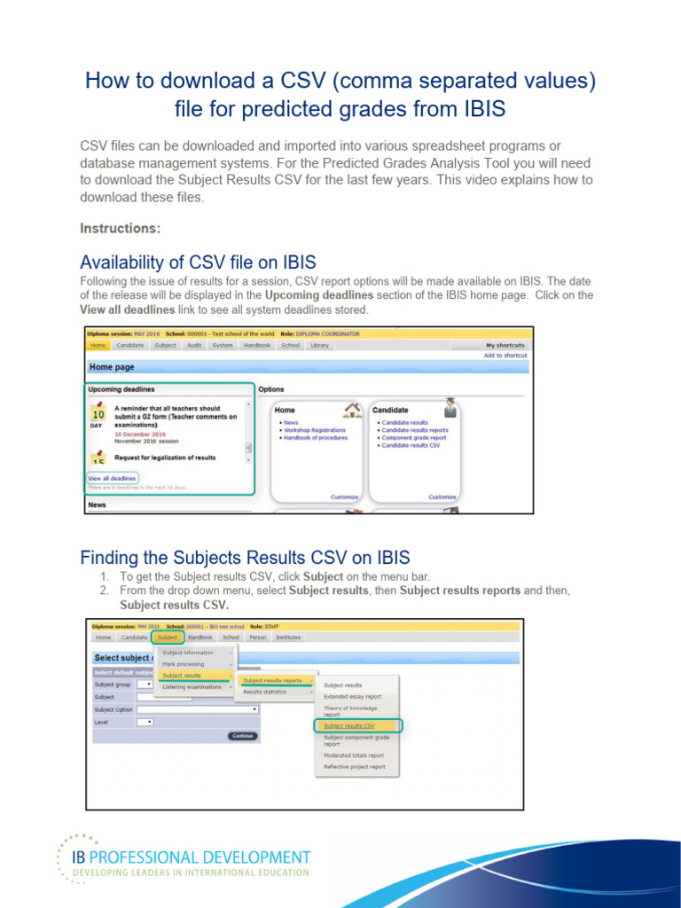 How To Download A CSV (Comma Separated Values) File For Predicted Grades From IBIS | PDF | Comma ...
