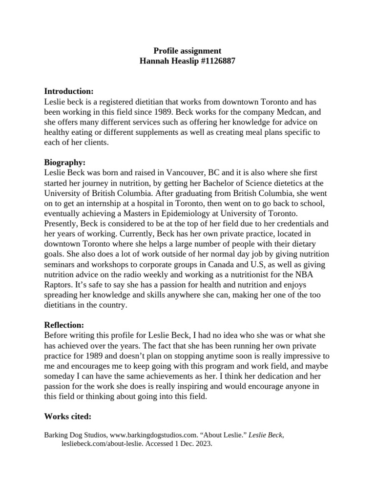 Profile Assignment | PDF
