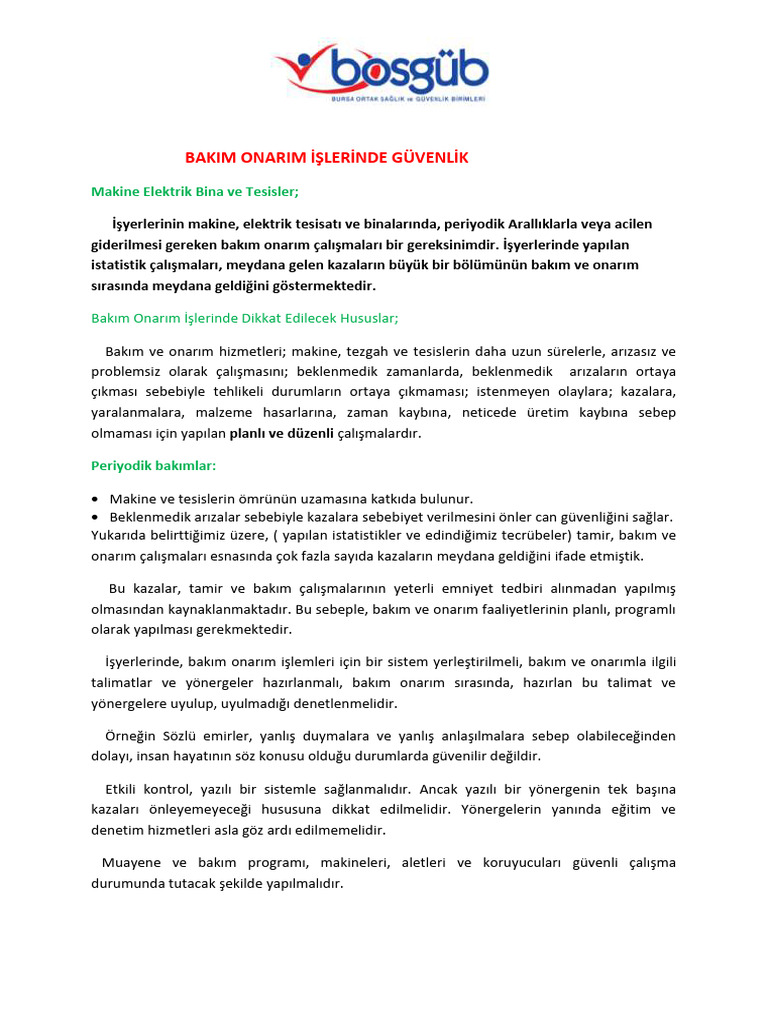 Bakim Onarim Isleri | PDF