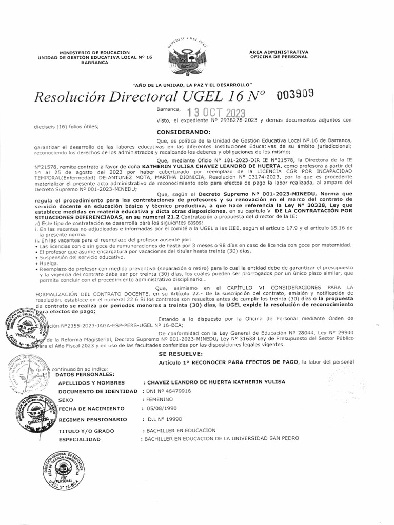 RD 3909 Chavez Leandro de Huerta Katherine Yulisa | PDF | Aprendizaje