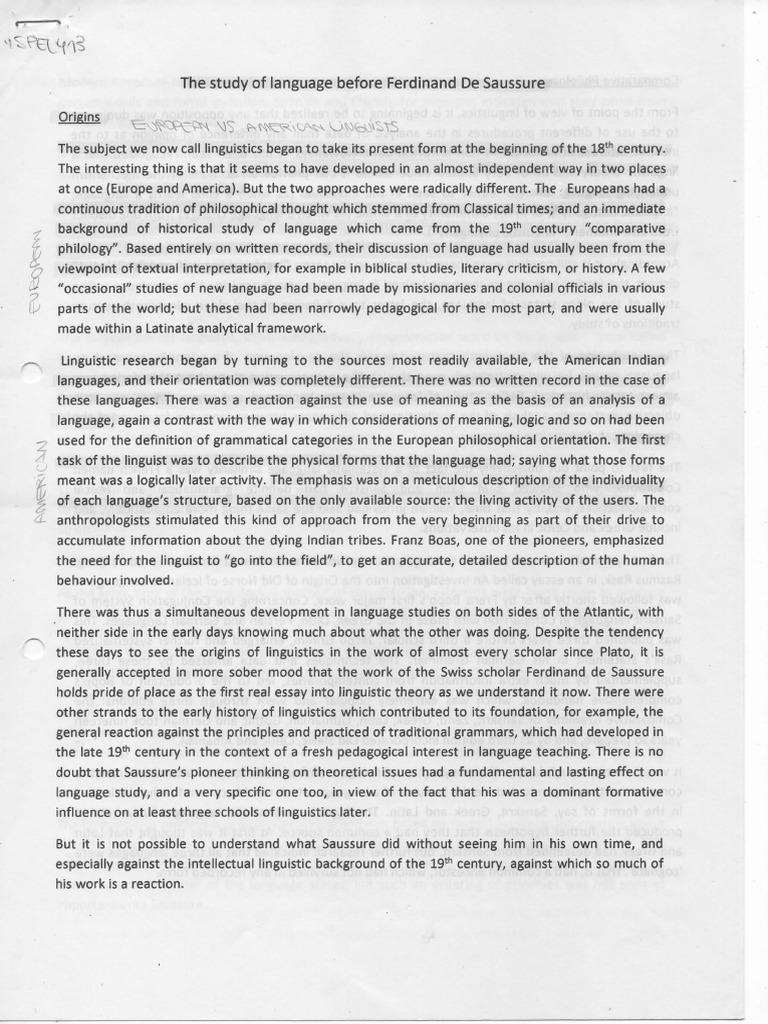 The Study of Language Before Saussure | PDF