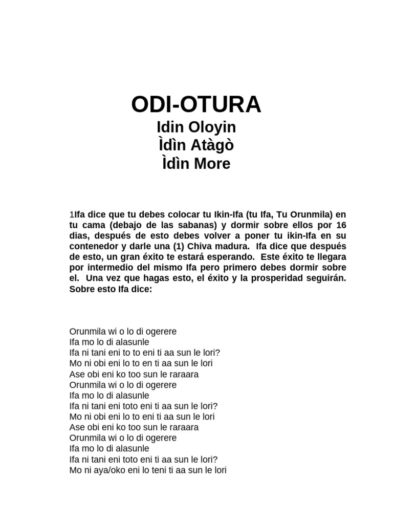 13odi Otura | PDF | Creencia religiosa y doctrina | Santeria