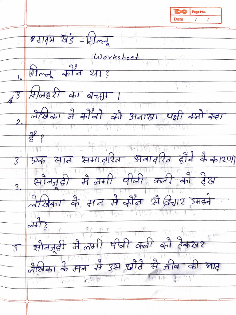 Hindi Gillu Worksheet | PDF