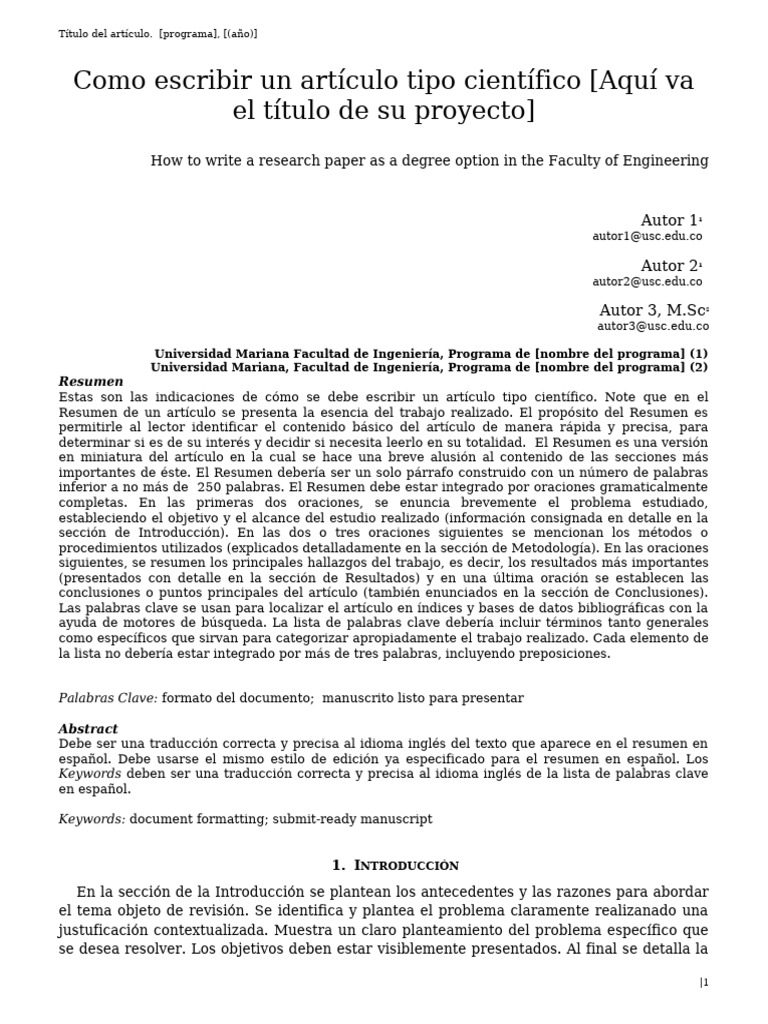 PLantilla Artículo Científico | PDF | Publicación Académica