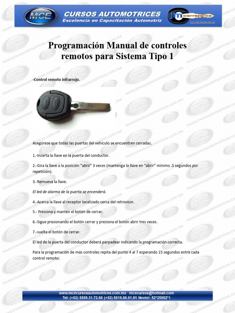 Mce Programacion de Controles Manual Sistema 1 | PDF