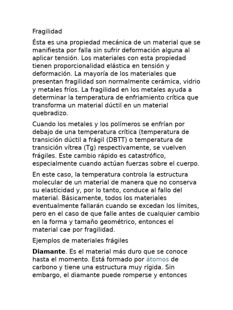 Materiales Frágiles y Sus Propiedades | PDF | Deformación (ingeniería ...