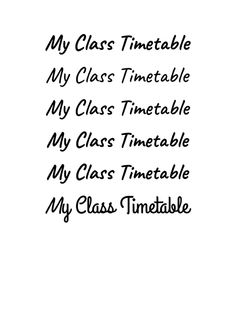 My Class Timetable | PDF