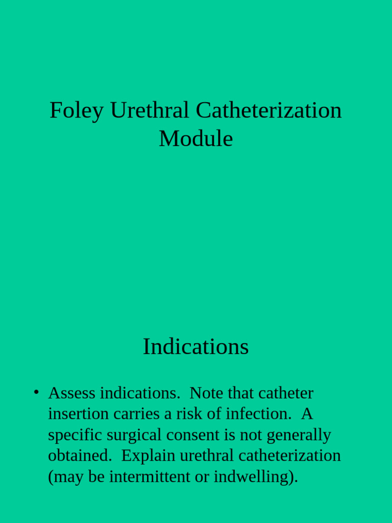 Foley Urethral Catheterization Module | PDF