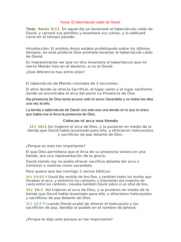 El Tabernáculo de David y la Gracia | PDF | Arca de la Alianza ...