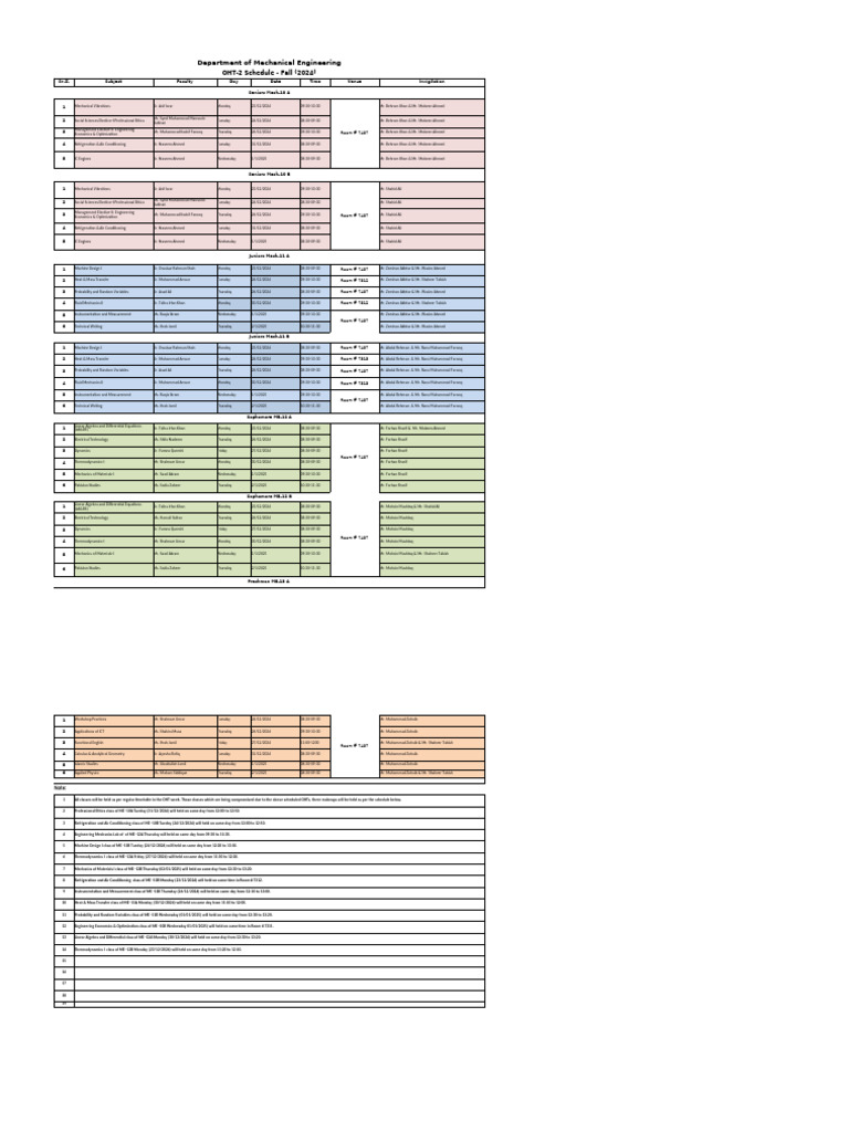 OHT 2 Schedule - Fall 2024 | PDF | Applied And Interdisciplinary Physics