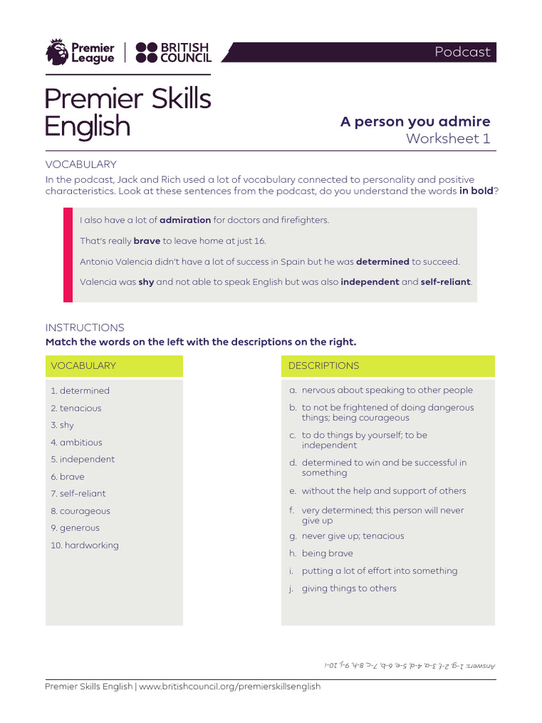 WS-1_a person you admire vocabulary1 | PDF