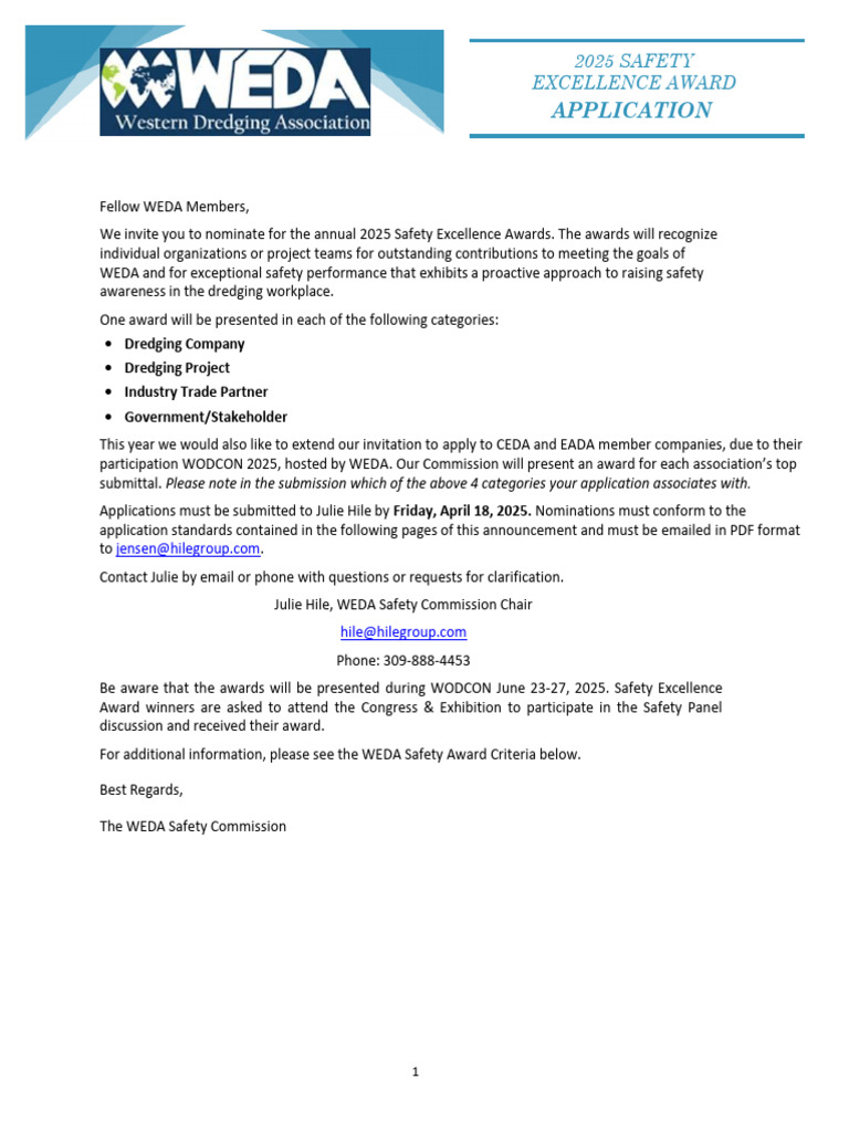 2025 Safety Excellence Award Application Final | PDF | Business